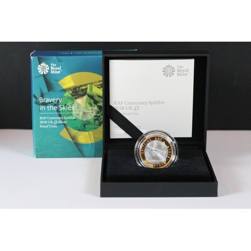 A full set of five Royal Mint United Kingdom RAF Centenary 2018 silver ...