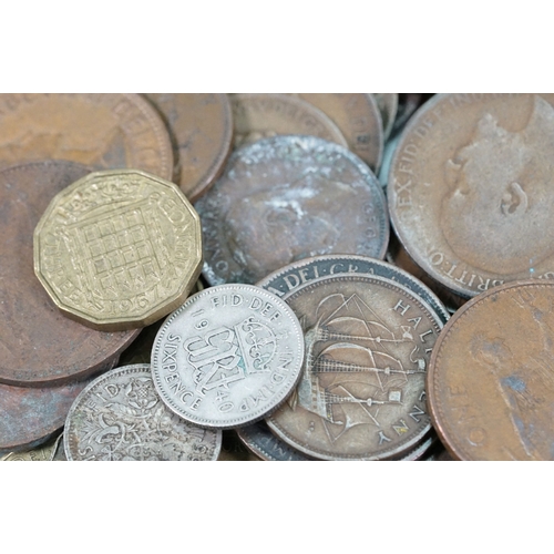 A collection of mixed British pre decimal coins to include a small ...