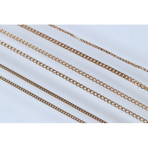 Collection of 9ct gold chains to include a fine curb link chain (marked ...