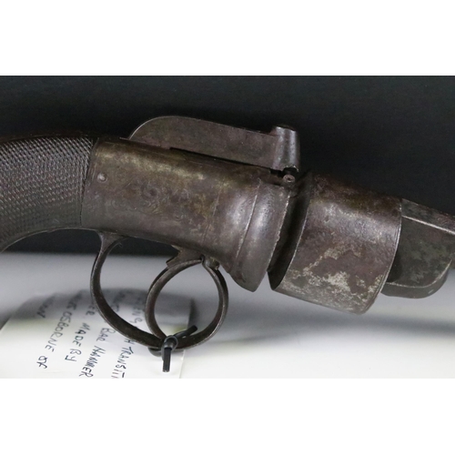 An 1845 English transitional percussion bar hammer revolver by Charles ...