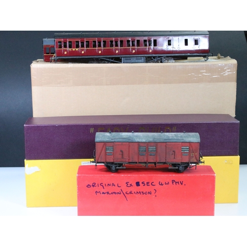 Three boxed O gauge built coaches to include boxed Easy Build 7mm Scale ...