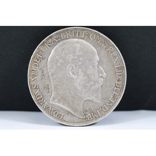 A British King Edward VII pre decimal silver 1902 full crown coin (V/F).