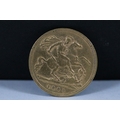 A British Queen Victoria 1899 gold half sovereign coin.