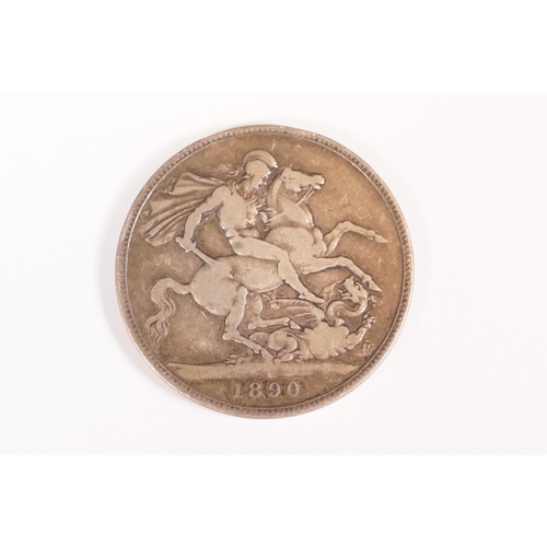 Two British Queen Victoria 1890 pre decimal silver full crown coins