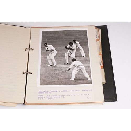 An album of Cricket related ephemera to include press photographs together with an album of British,