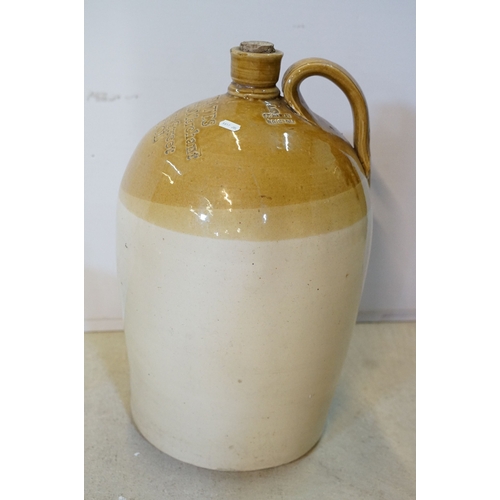 Two glazed stoneware flagon and storage jar including H.B.Skeates Wine ...