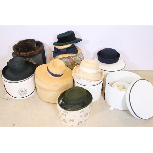 Assortment of designer hats to include Lock and Co, Sylvia Fletcher ...