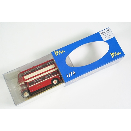 15 Boxed 1/76 Britbus diecast models contained within blue, red and ...