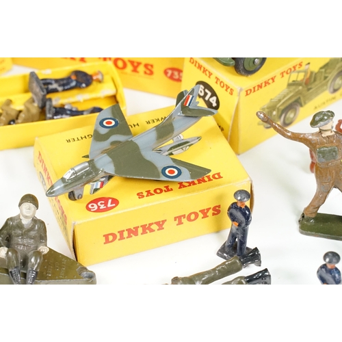 Collection of Dinky military diecast models and metal figures to ...