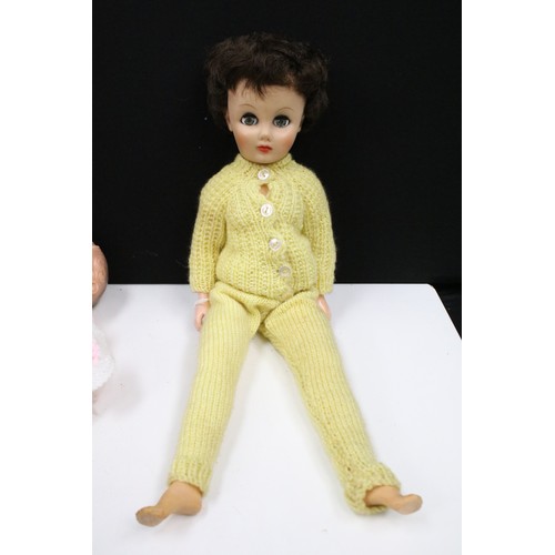 Collection of mid 20th C dolls and soft toys to include Steiff mouse ...