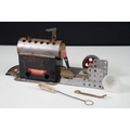 Steam Engine - Mamod steam engine with horizontal boiler, funnel and brush