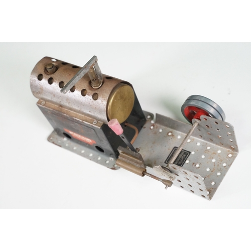 Steam Engine - Mamod steam engine with horizontal boiler, funnel and brush