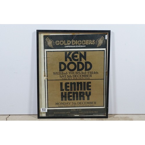 Signed Ken Dodd poster for Gold Diggers club Chippenham. Poster also ...
