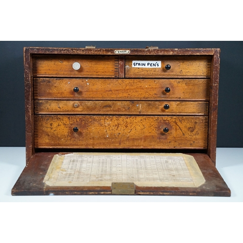Antique Emir, London wooden 5 drawer engineers chest, or toolmakers ...