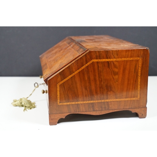 19th century burr walnut writing bureau box with slope front and fold ...