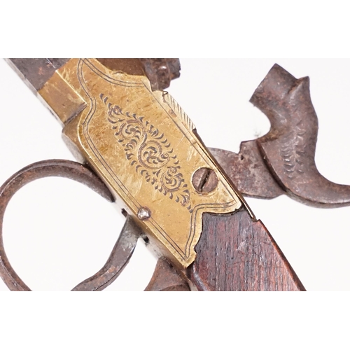 Two percussion cap garter guns, makers stamps to barrel and body