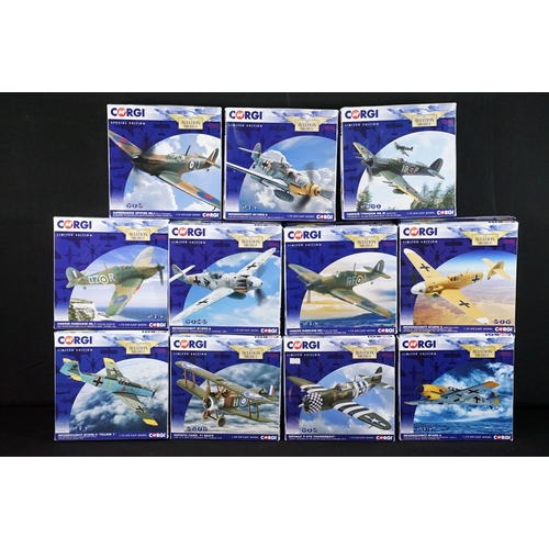 11 Boxed 1/72 Corgi Aviation Archive diecast model aircraft to include ...