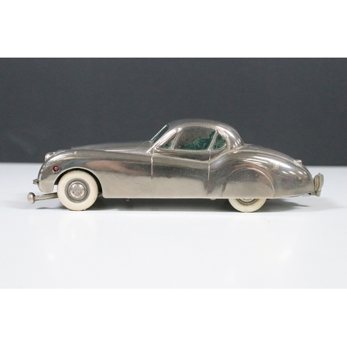Prameta Jaguar XK120 diecast and clockwork model in chrome, some light ...