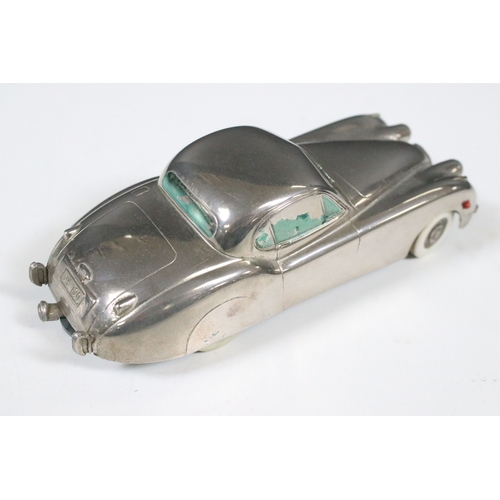 Prameta Jaguar XK120 diecast and clockwork model in chrome, some light ...