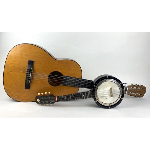 Musical Instruments: comprising a Banjo Mandolin, 55cm, cased, and a ...