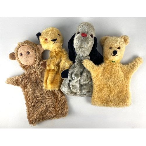 Sooty and Sweep hand puppets, together with a monkey hand puppet and a ...
