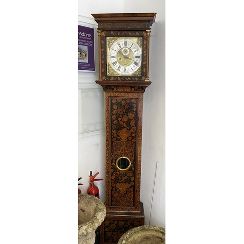 A walnut and floral marquetry longcase clock in the William and Mary ...