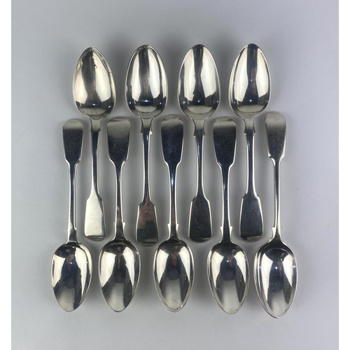A collection of eight silver Fiddle pattern dessert spoons, 19th ...