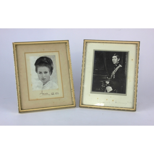 A framed black and white photograph of Princess Anne, signed and dated ...