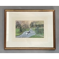 Marcelle Milo-Gray (b 1954), terrier on a country path with stone ...