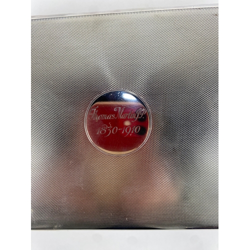 A large George V silver rectangular cigarette box, with engine turned ...