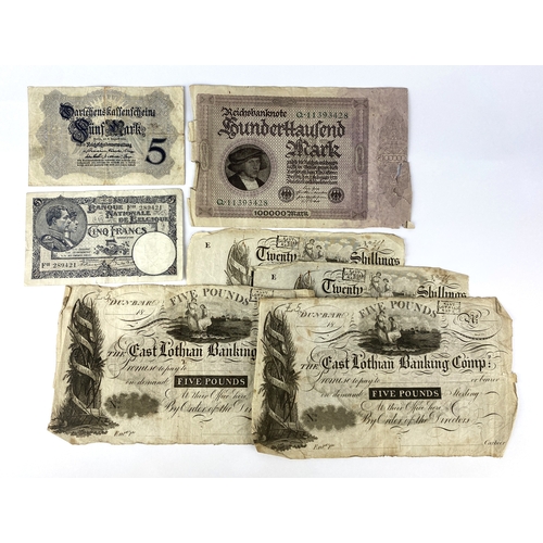 A collection of British and European bank notes to include four East ...