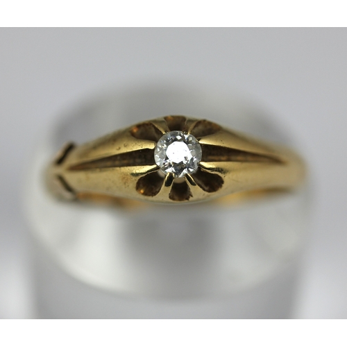 A gentleman's 18ct gold and diamond single stone ring claw set with a ...