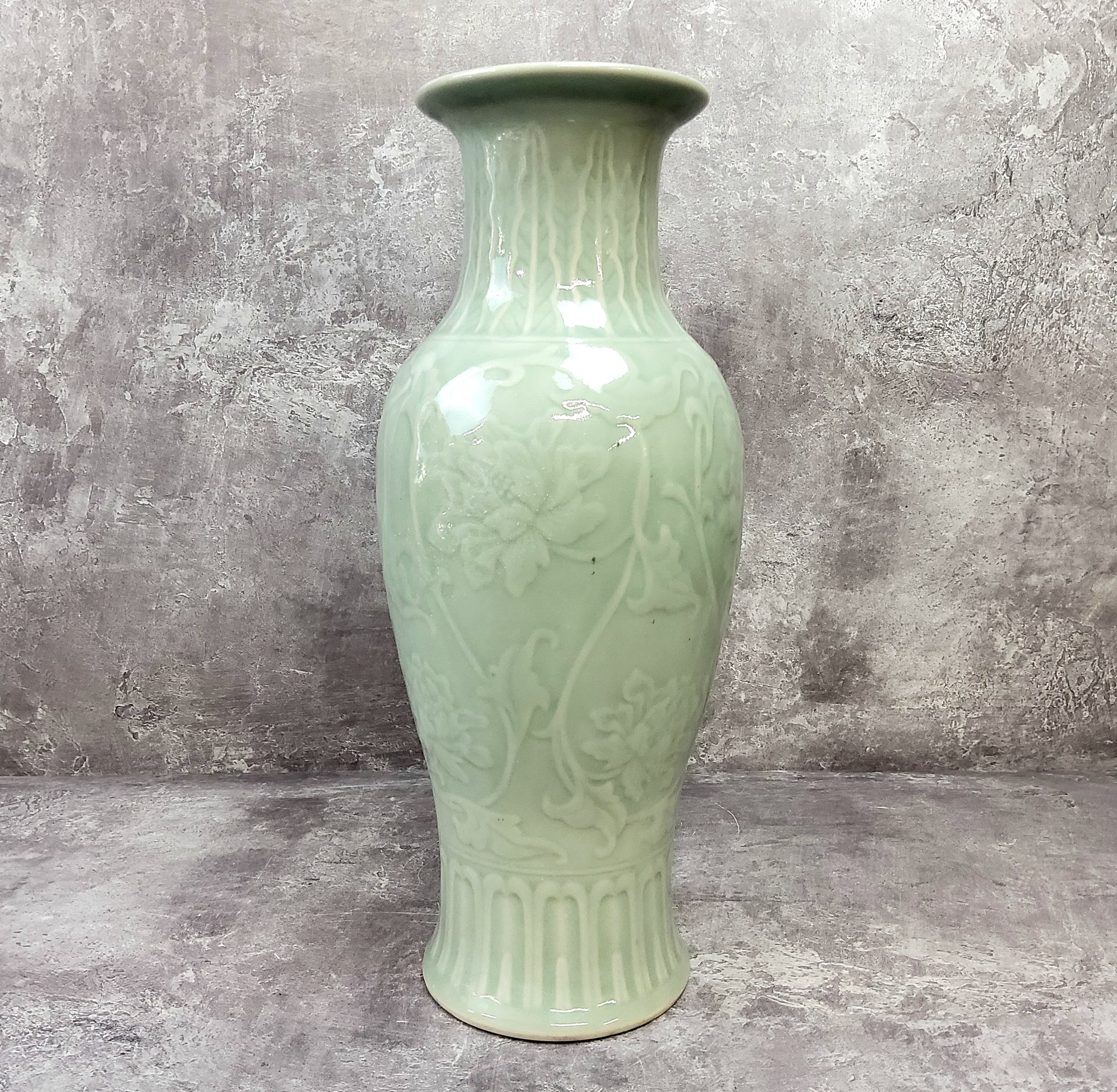 Oriental Ceramics - A 20th century Chinese celadon vase, the slender ...