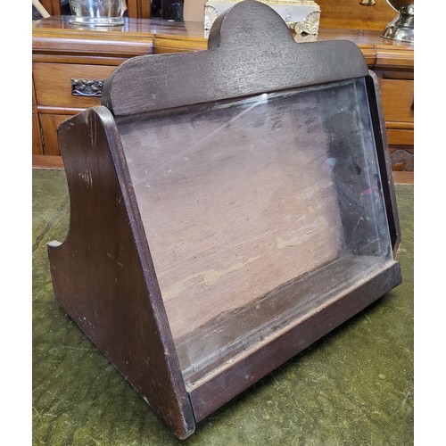 A 1940s shop counter fall front display cabinet (AF)