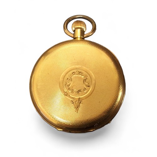 An 18ct gold open faced pocket watch, top winder, unsigned movement ...