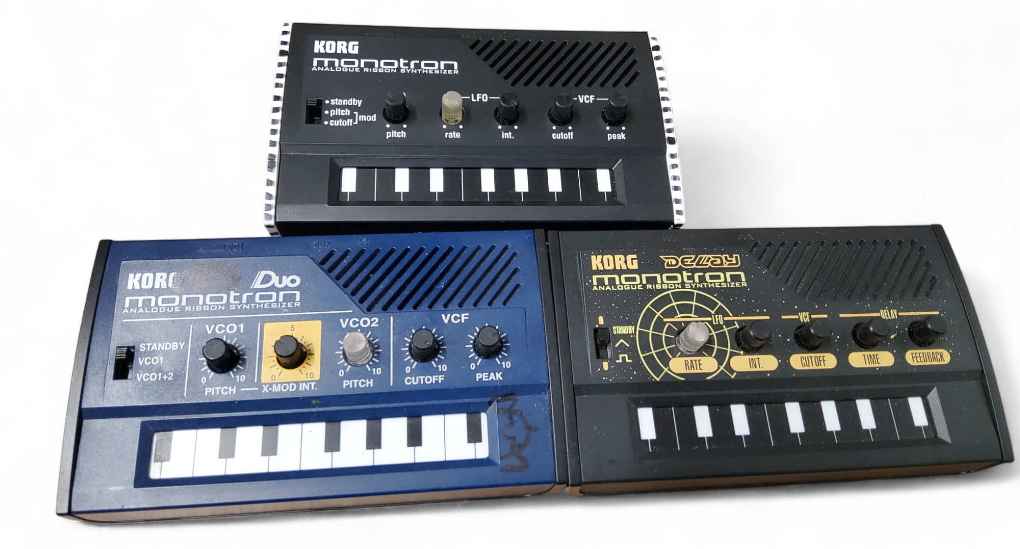 Korg Monotron Analogue Ribbon Synthesizer; another, Korg Monotron Delay ...