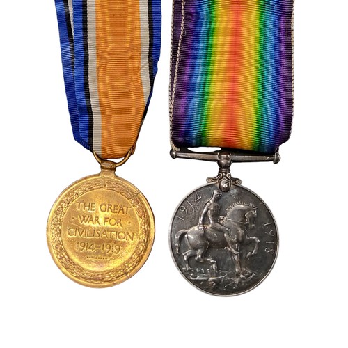 Medals, World War I, a pair, British War and Victory, named to Private ...