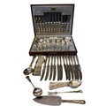 A Viners Kings Royale canteen, for six, cased; twelve Kings pattern ...