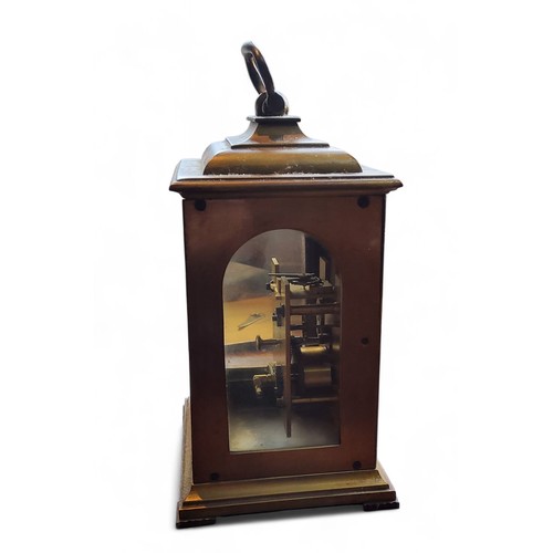 An English brass carriage bracket clock, with silvered chapter ring ...