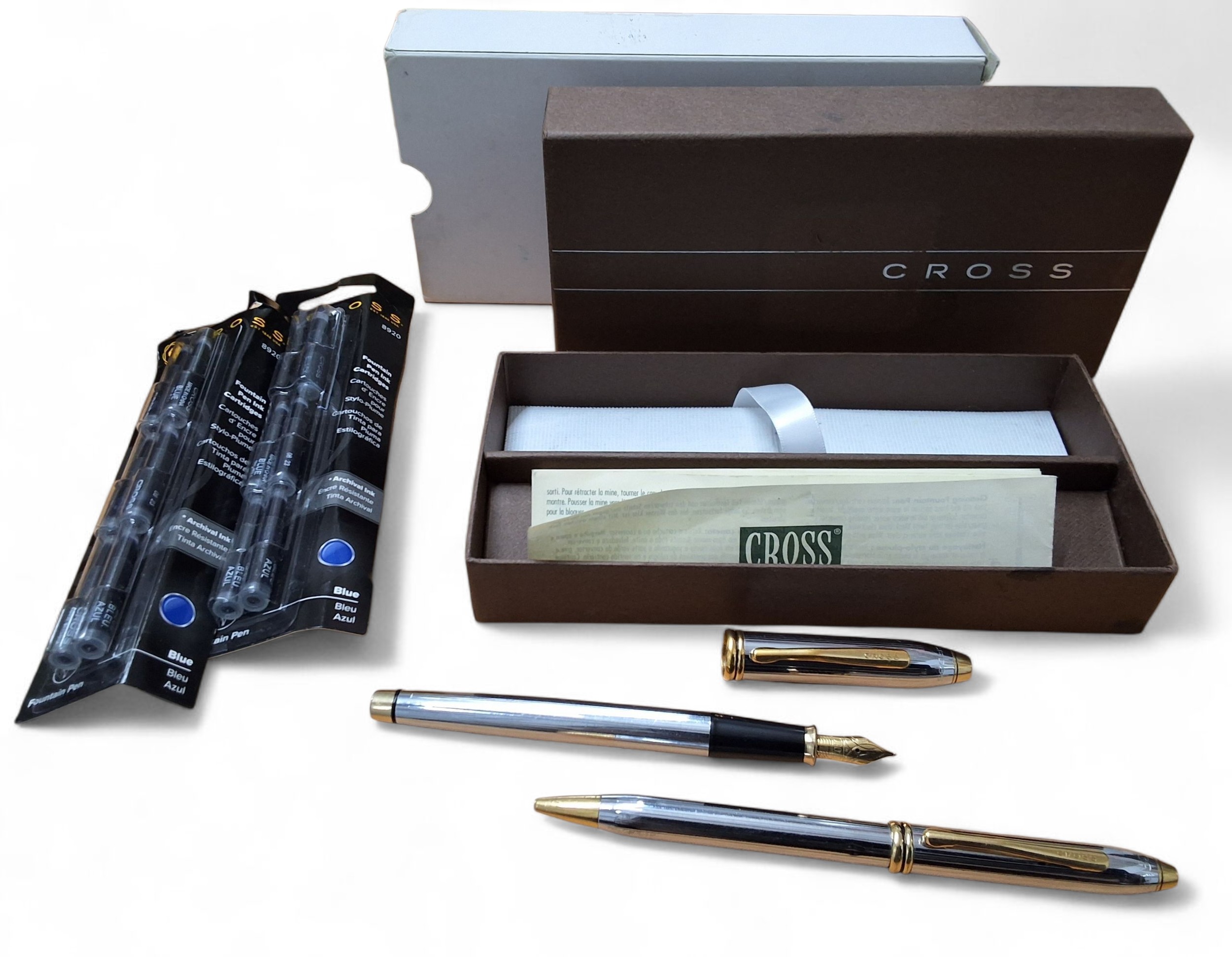 A Cross Townsend Medalist fountain pen medium nib and ballpoint set ...