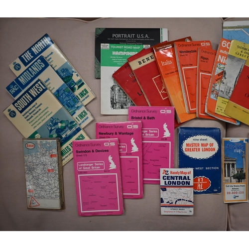 Various folding Ordnance Survey and other maps etc