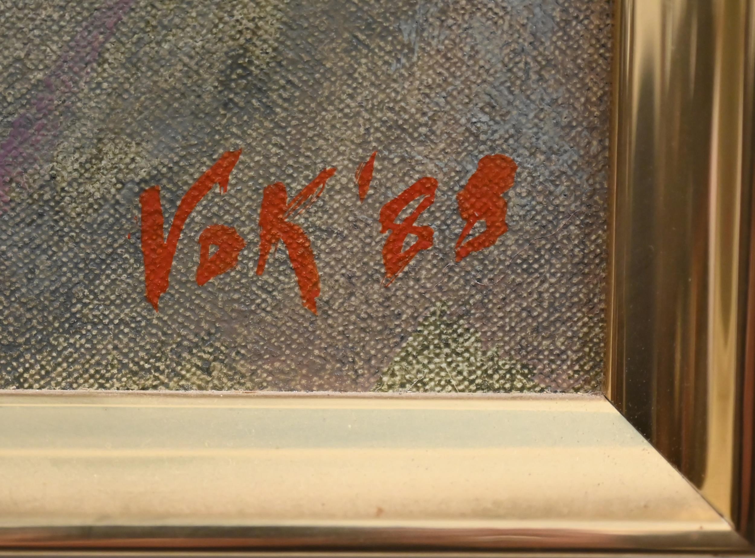 Vok - A figurative study of a woman, oil on board, signed and dated '88