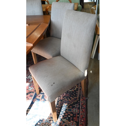 Five Flamant 'Dalya' birch framed dining chairs in off-white linen ...