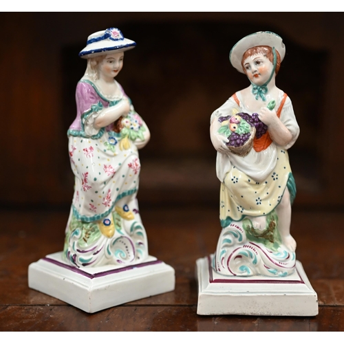 A pair of Georgian Pratt ware female figures 'Spring' and 'Autumn' from ...