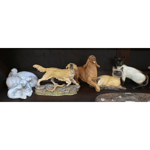 A collection of Beswick animals including Golden Eagle, 'The Spaniel ...