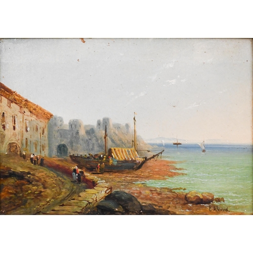 E A Vivian - Harbour foreshaw, oil on canvas, signed, 24 x 34 cm