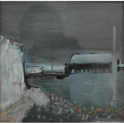 Peter Bain (1927-2001) - 'Bosham clubhouse Winter', oil on board ...