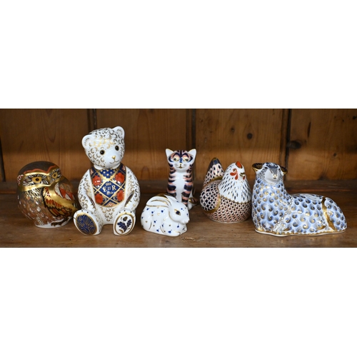Six Royal Crown Derby animal paperweights