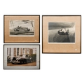 Roy Nockolds (1911-1979), two framed black and white motoring prints ...