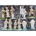 Two Royal Worcester 'Mob Cap' candle-snuffers, to/w six Georgian Derby ...